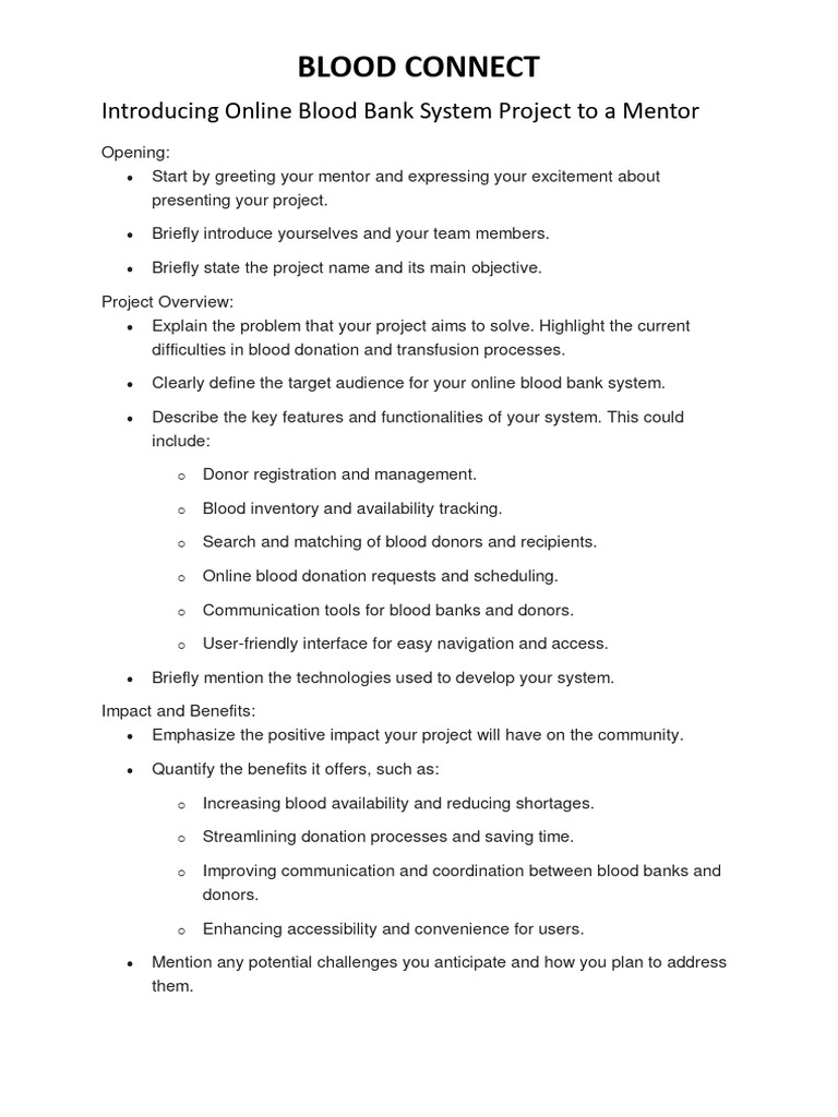 Introducing Online Blood Bank System Project To A Mentor | PDF | Blood ...