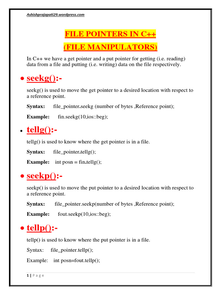 File Pointers | PDF File Pointers | PDF