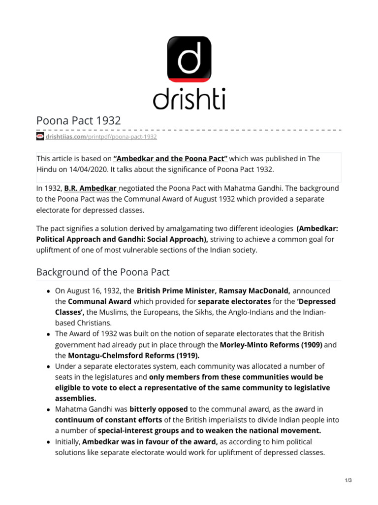 Poona Pact 1932 | PDF | Mahatma Gandhi | Politics Of India