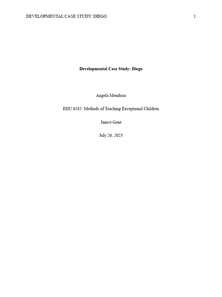 Diegos Developmental Case Study | PDF | Reading Comprehension | Psychology