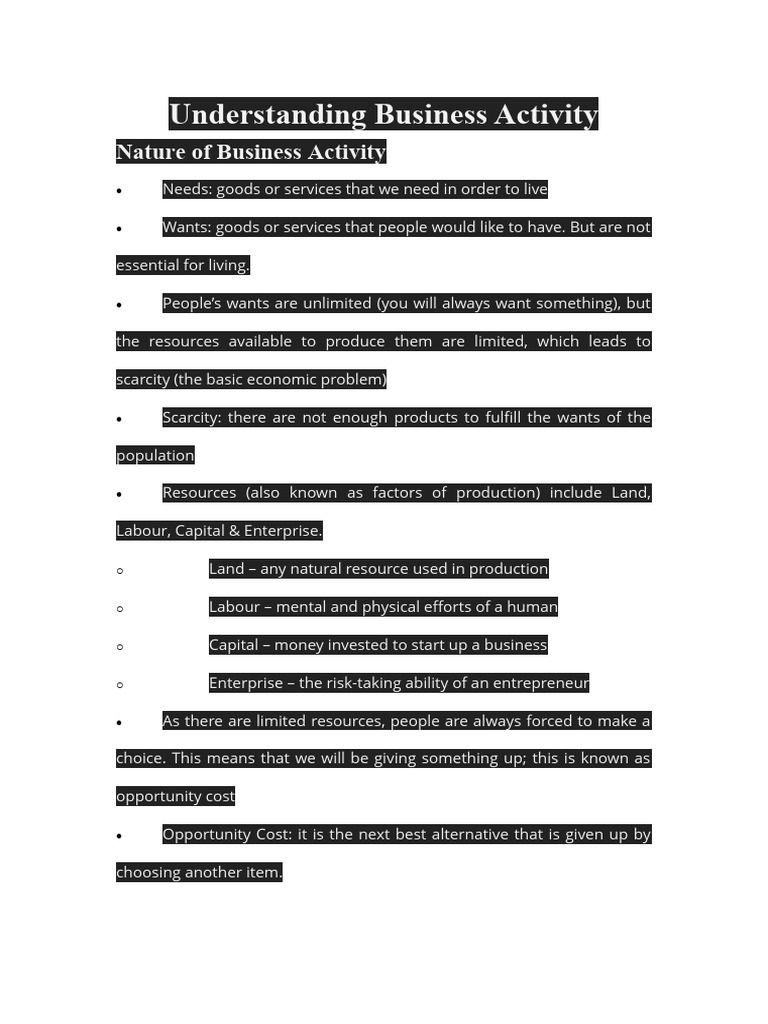 Understanding Business Environment IGSCE Notes | PDF | Franchising ...