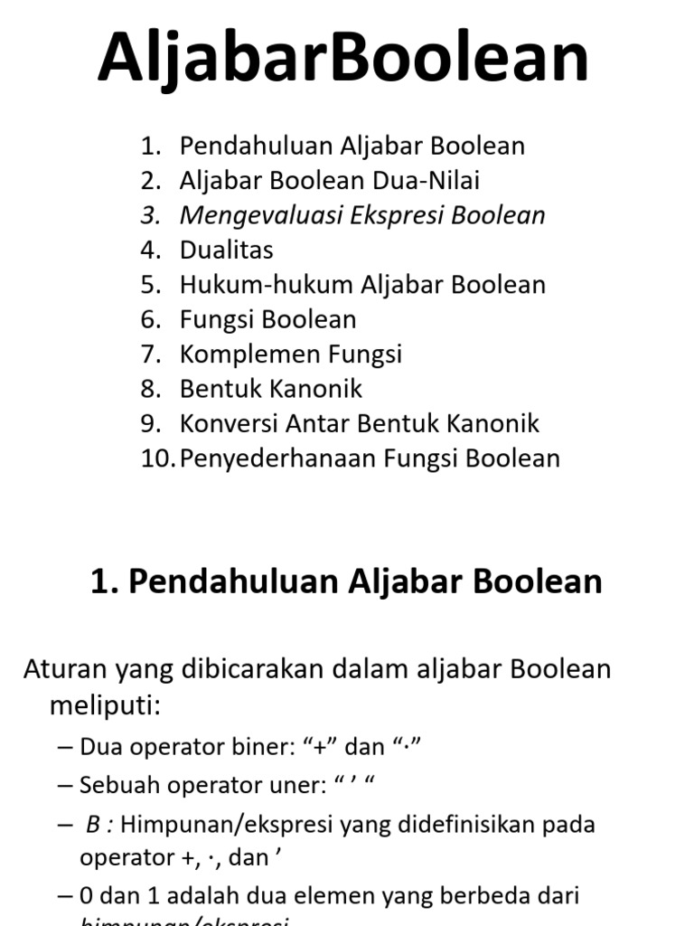 Panduan Lengkap Aljabar Boolean | PDF | Metode & Bahan Ajar