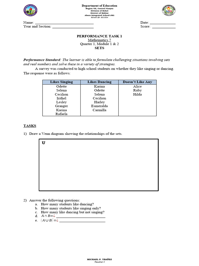 Performance Task 1 | PDF