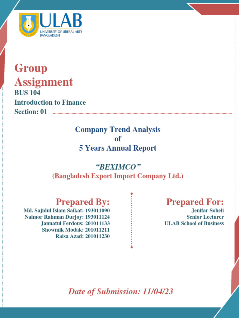 BUS 104, Introduction To Finance Group Assignment | PDF | Revenue | Stocks