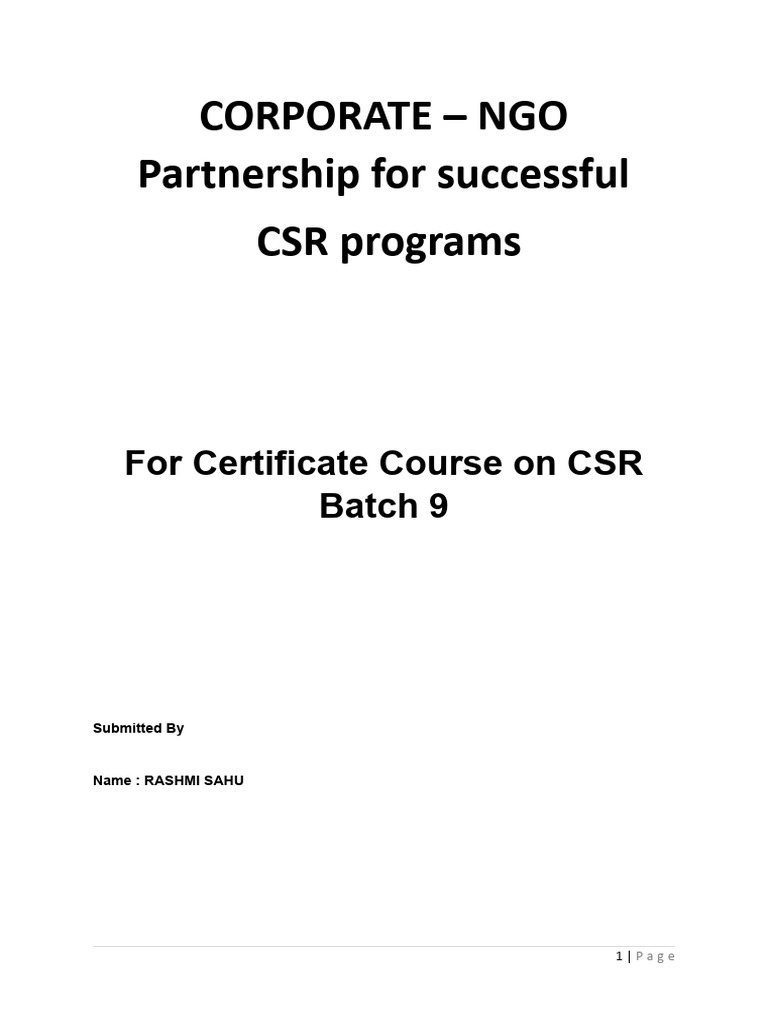 Project | PDF | Corporate Social Responsibility | Non Governmental ...