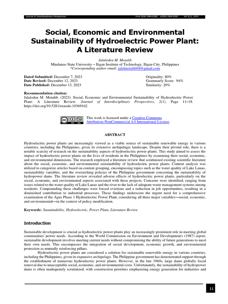 Hydroelectric Power Sustainability Review | PDF | Sustainability | Waste
