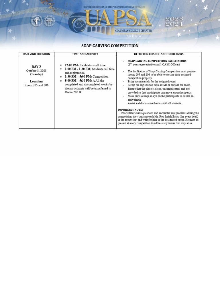 Soap Carving Competition Details | PDF