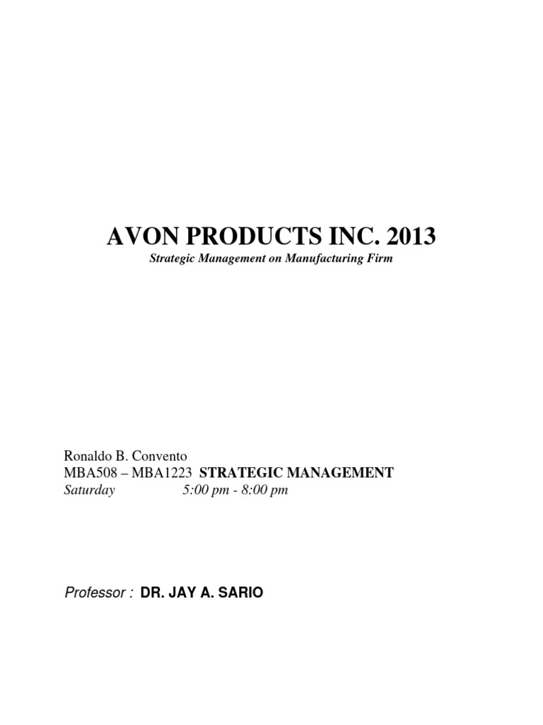 Avon Products Inc. Overview and Strategy | PDF | Return On Equity ...