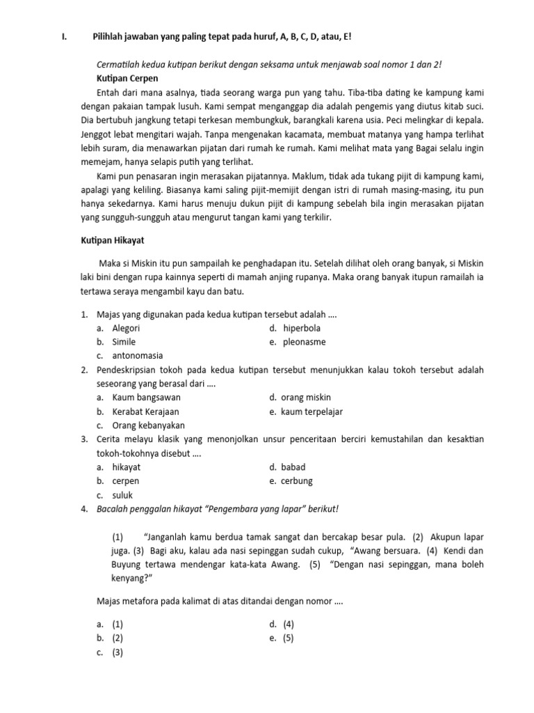 BU ETI Soal PSAS GASAL 2023-2024 KELAS X | PDF | Kajian Bahasa Asing | Fiksi Umum
