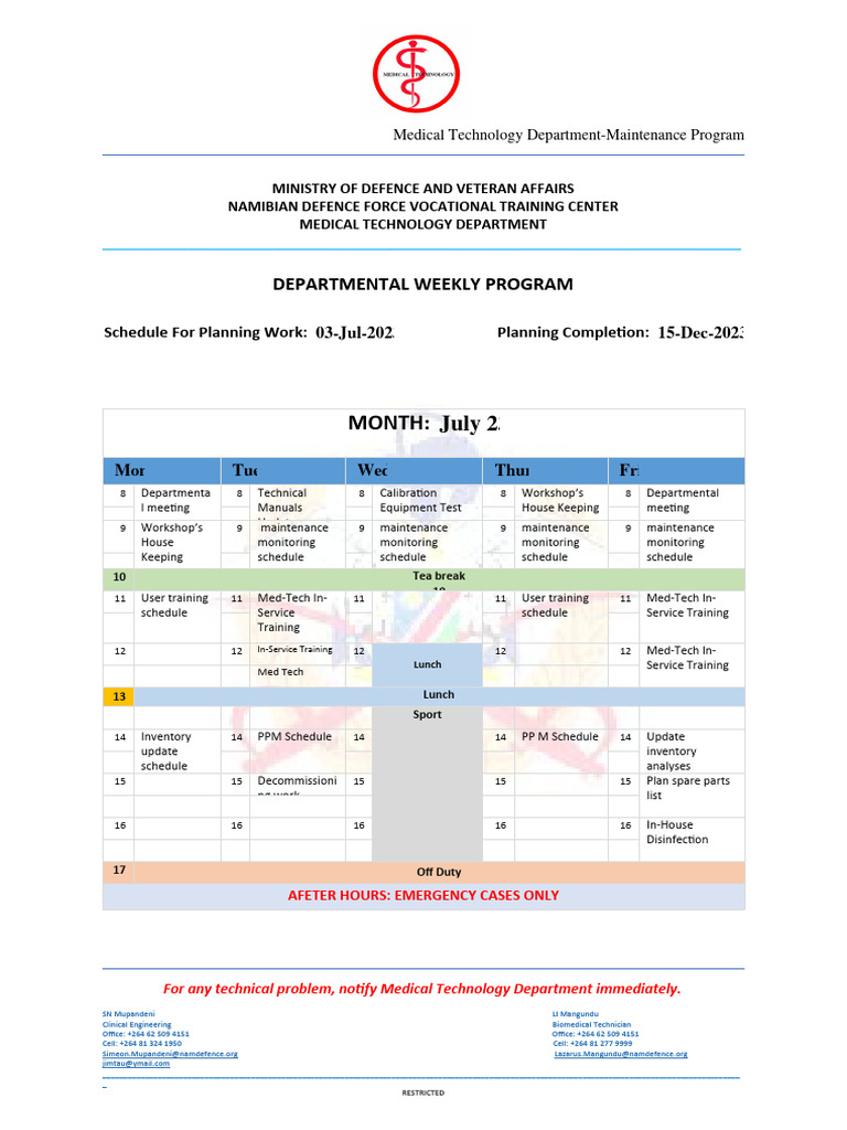 Medical Technology Weekly Program | PDF | Health Care | Social Programs