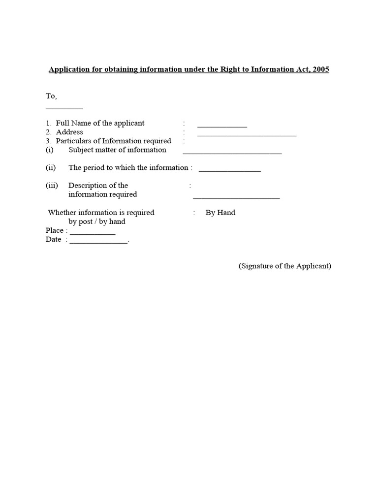 Rti Application Pdf