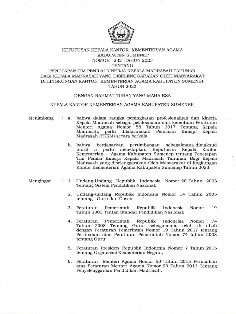 SK Tim PKKM Tahun 2023 | PDF