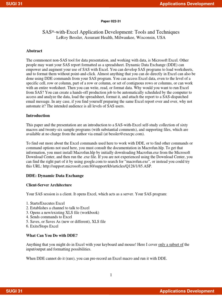 Excel With Sas Pdf Microsoft Excel Sas Software