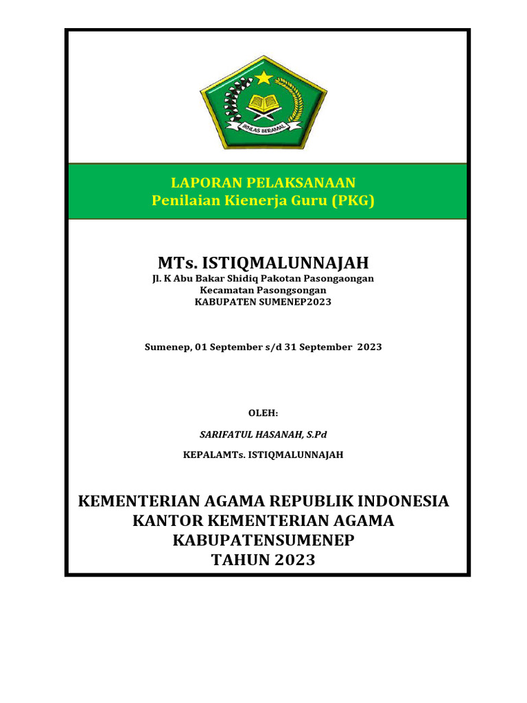 Contoh Laporan PKG Tahun 2023 | PDF