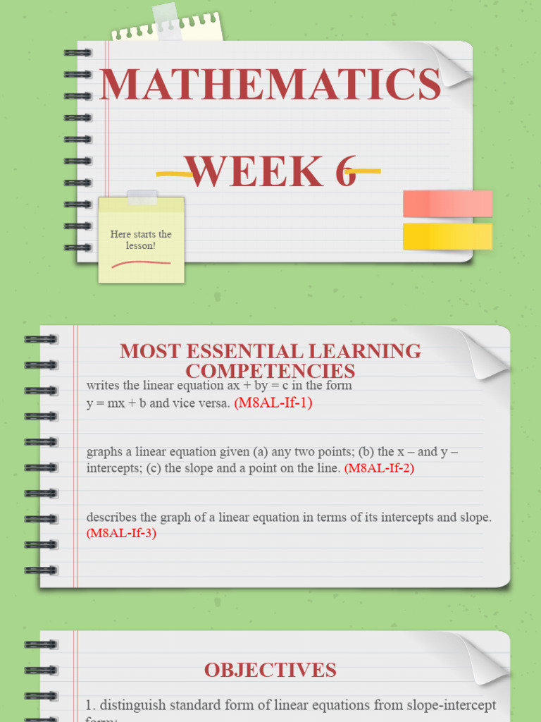 Quarter 1 Week 6 | PDF | Slope | Equations