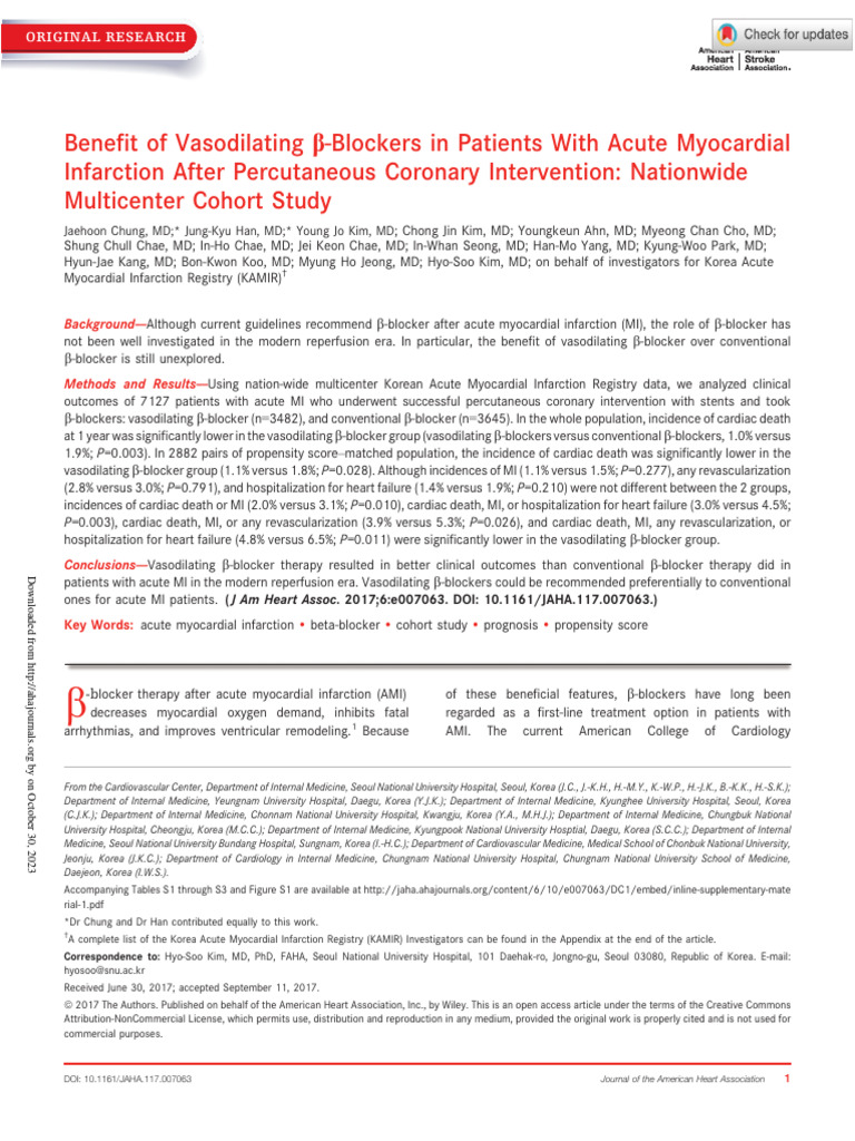 Vasodilating B-Blocker Over Conventional | PDF | Myocardial Infarction ...