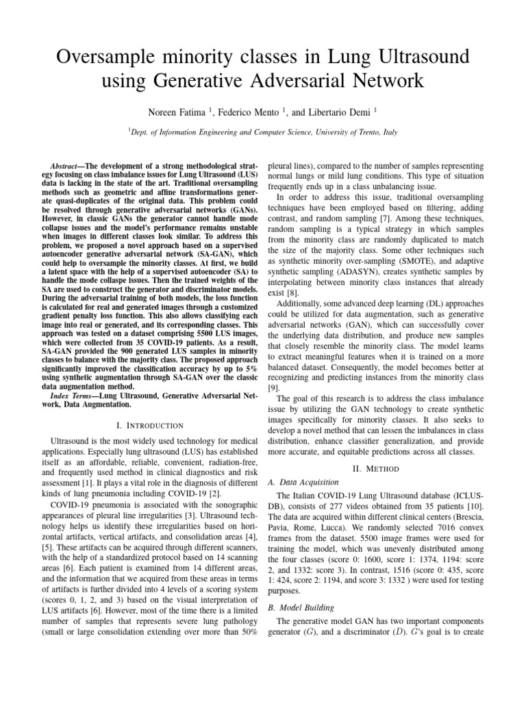 Oversample Minority Classes in Lung Ultrasound Using Generative ...