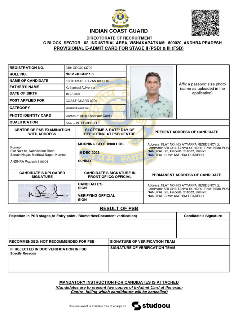 Icg Admit Card | PDF | Identity Document | Authentication