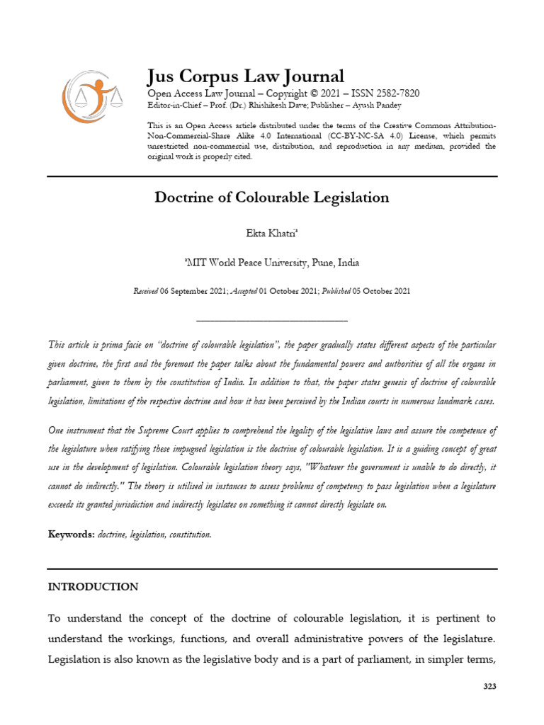 Doctrine of Colourable Legislation | PDF | Constitution | Separation Of ...