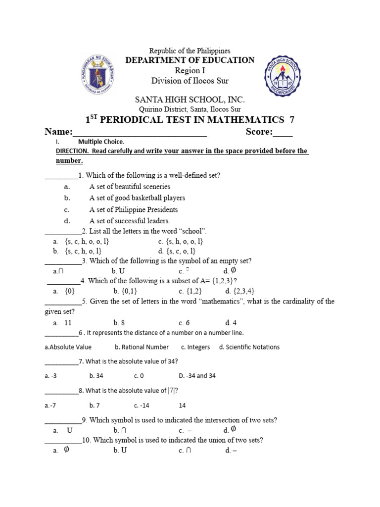 Assessment 7 Peac | PDF | Numbers | Multiplication