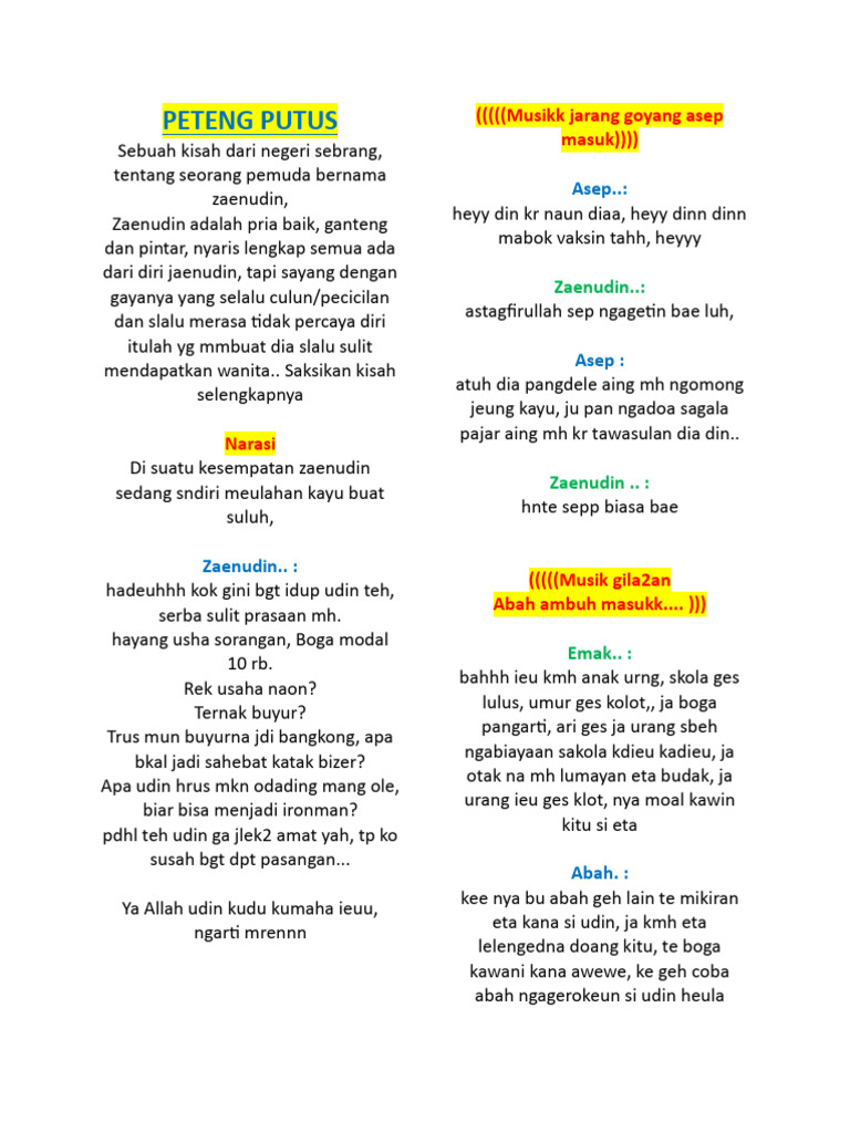 Terbaru - Naskah Drama Peteng Putus | PDF