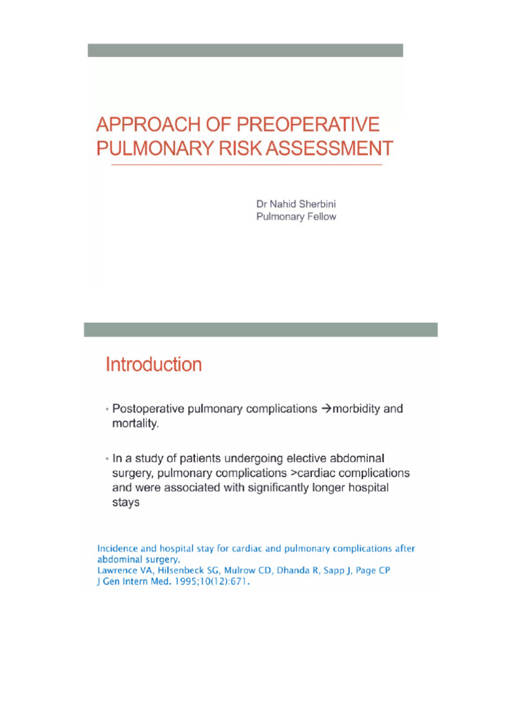 Approach of Preoperative Pulmonary Risk Assessment PDF | PDF