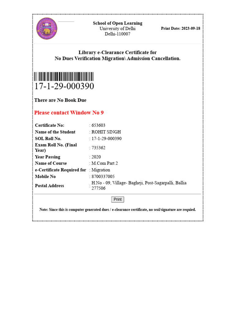 SOL Library E-Clearance | PDF