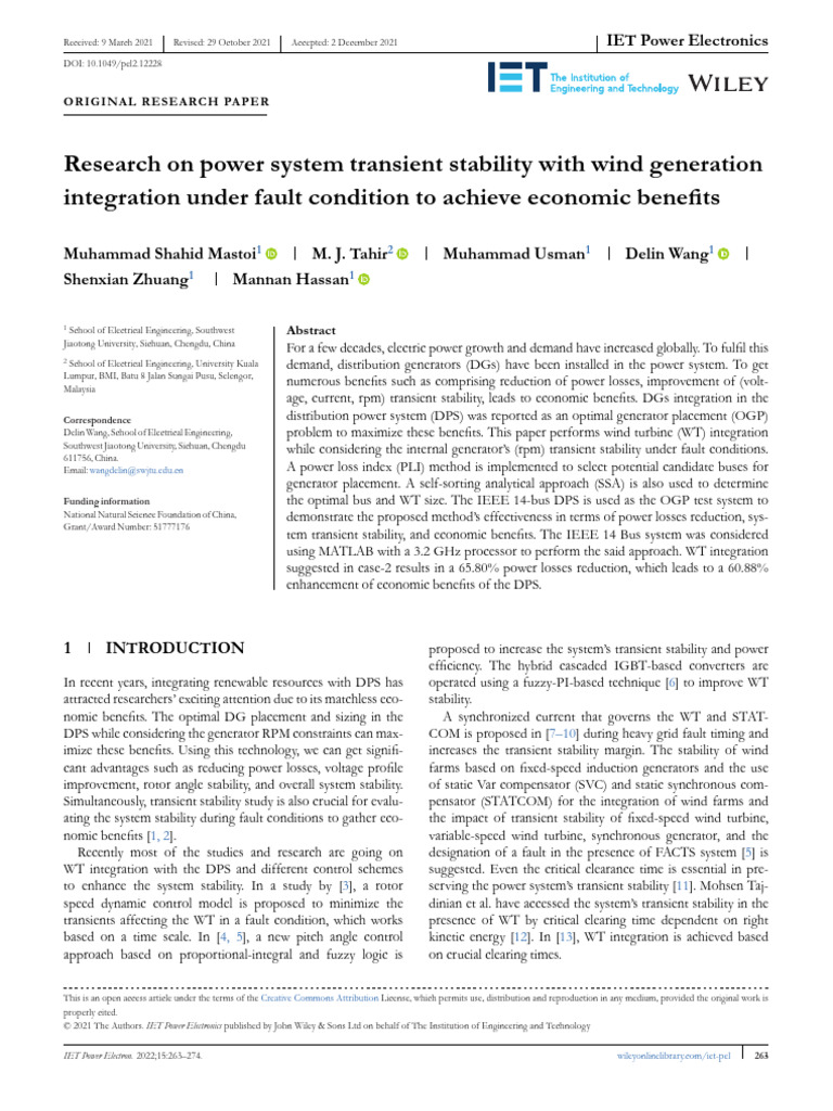 Research On Power System Transient Stability With | PDF | Mathematical Optimization | Electrical ...