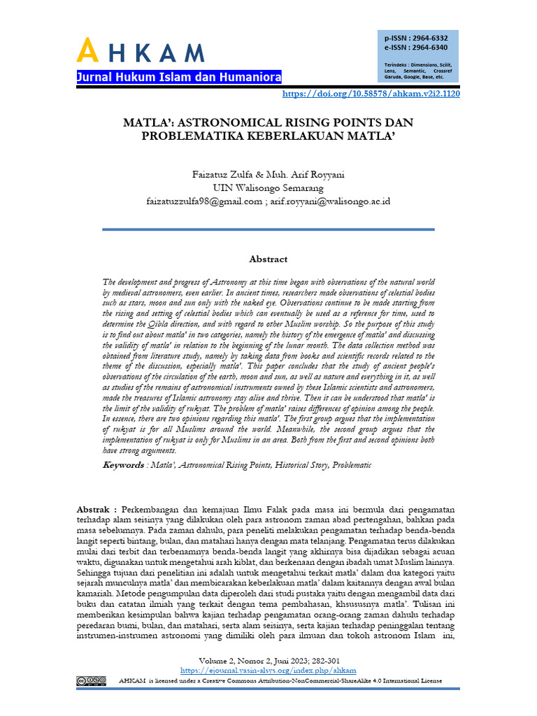 1120-Article Text-2294-1-10-20230520 | PDF | Moon | Sharia