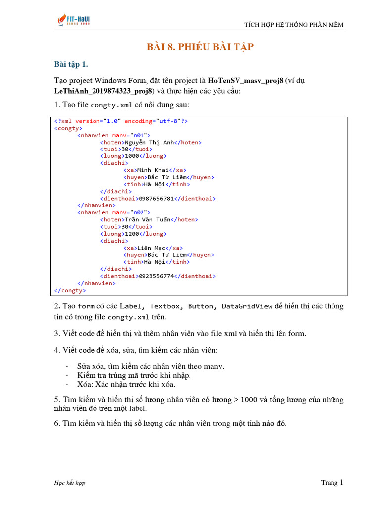 Bai8.Phieu3 Bai Tap Tren Lop | PDF