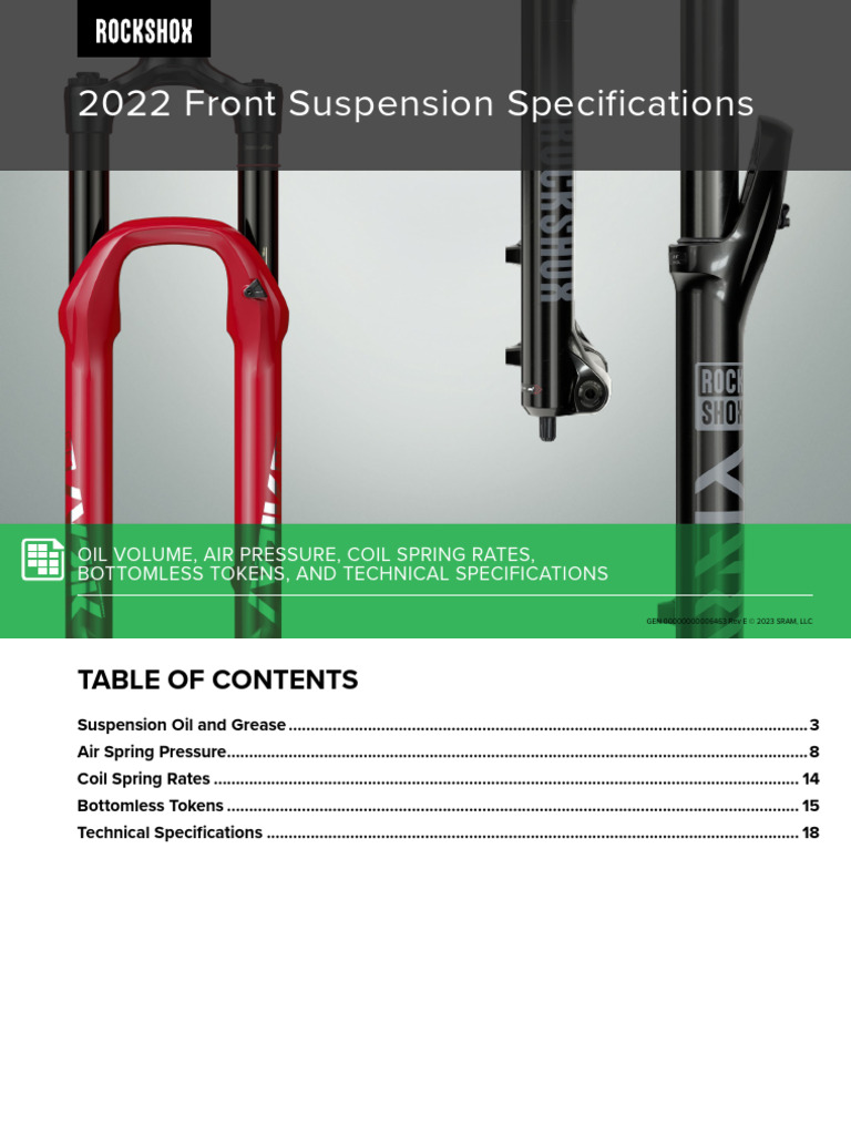 RockShox Fork Suspension Specs 2022 | PDF | Automotive Industry ...
