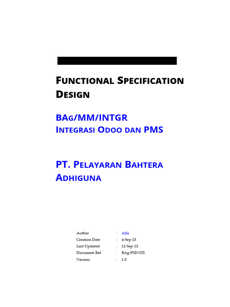 BAg - FDD - Integrasi Odoo Dan PMS | PDF | Specification (Technical Standard) | Receipt