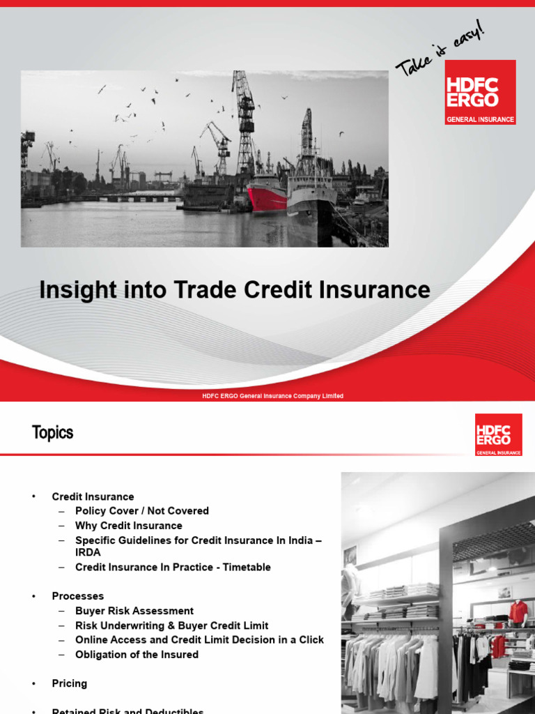 Trade Credit Insurance Presentation - HDFC ERGO 05012016 | PDF | Insurance | Credit