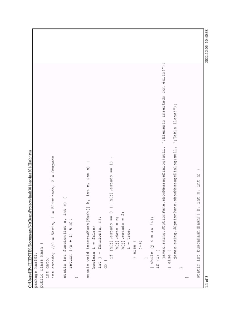Implementación de Tabla Hash en Java | PDF