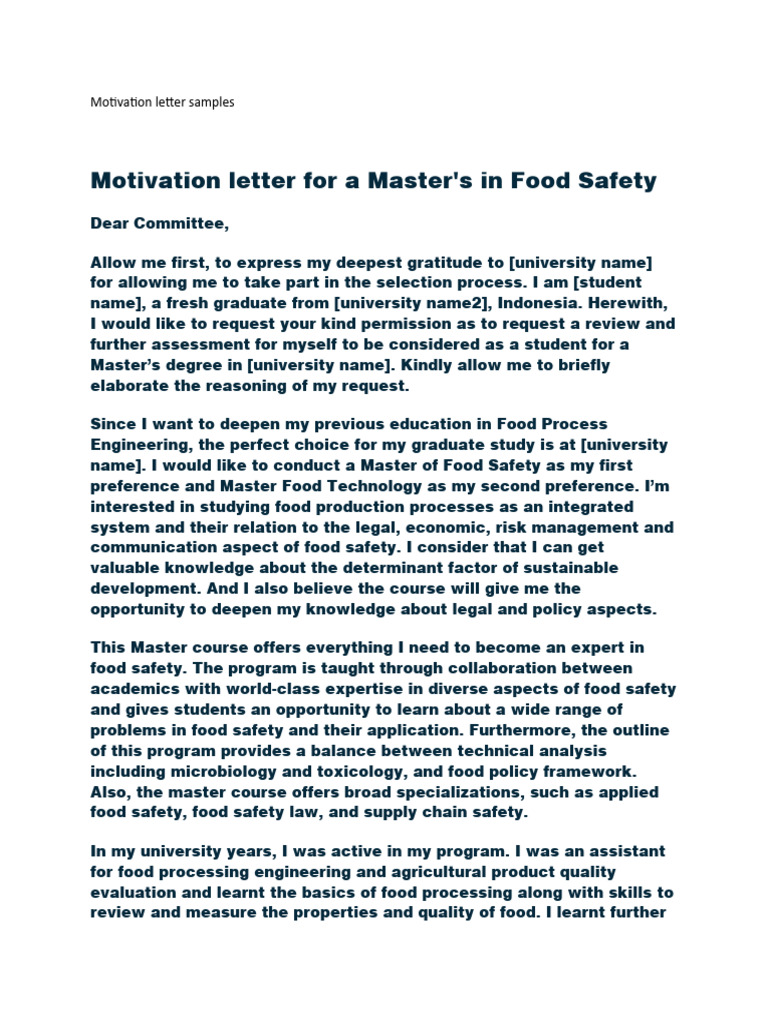 Motivation Letter Samples | PDF | Economics | Economies