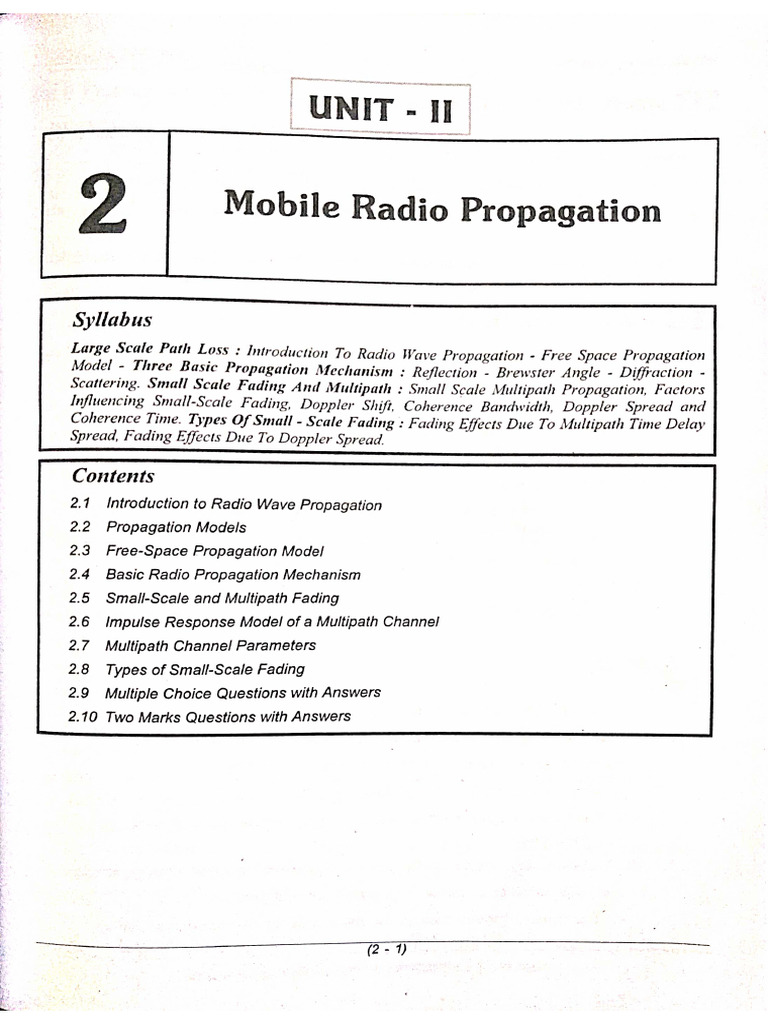 Wireless Communication UNIT-2 | PDF