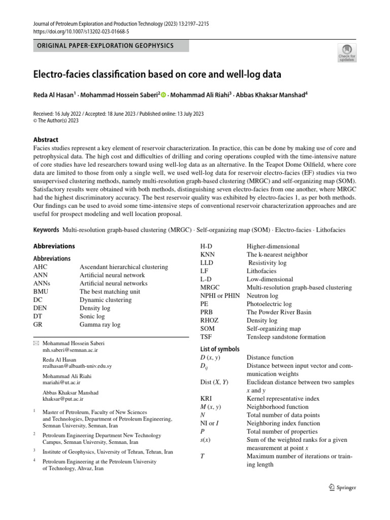 Electro Facies Classification Based On Core and Well Log Data | PDF | Cluster Analysis ...