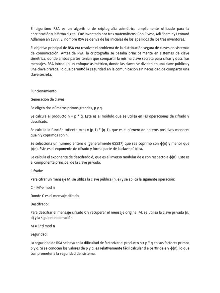 Rsa Pdf Clave Criptografía Transport Layer Security