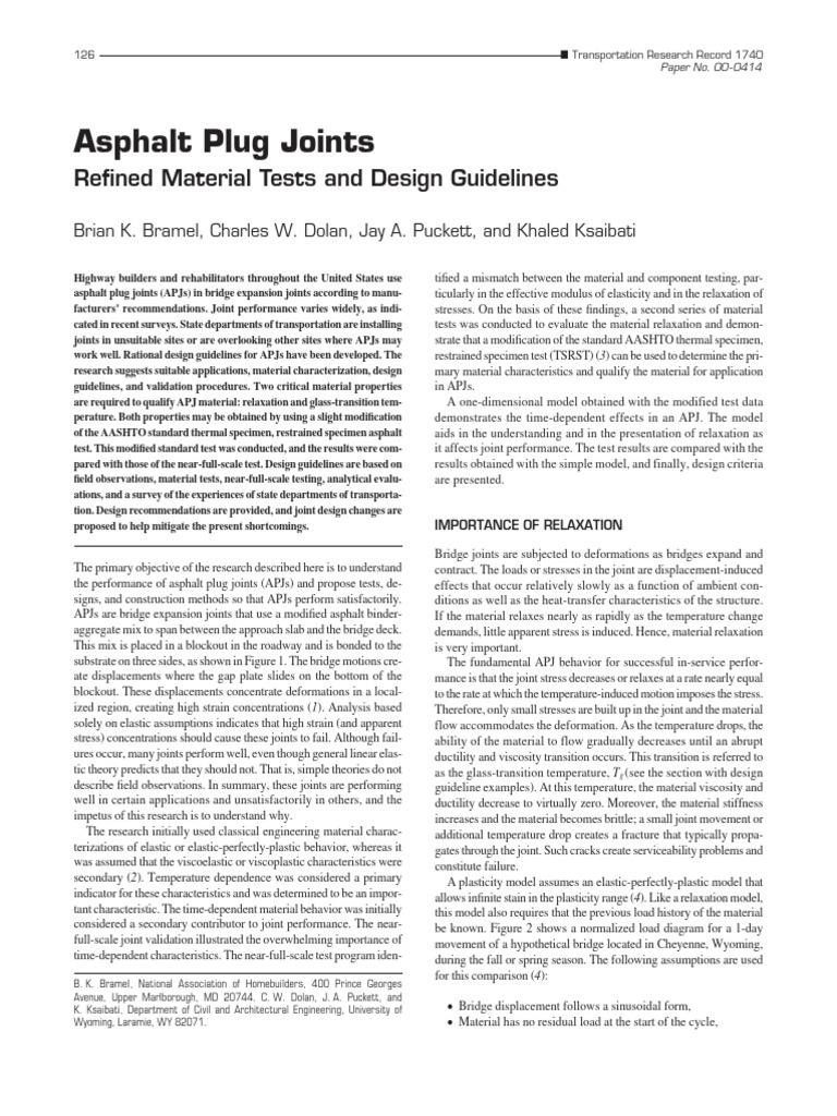 Asphaltic Plug Joint | PDF | Deformation (Engineering) | Fracture