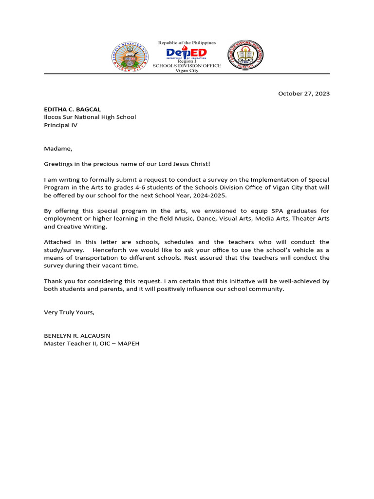 Survey Letter | PDF | The Arts | Cognition