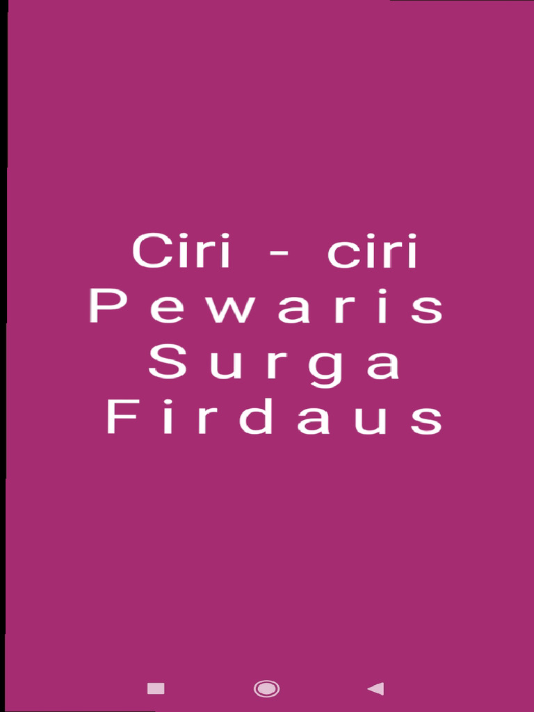 Ciri2 Pewaris Surga Firdaus | PDF
