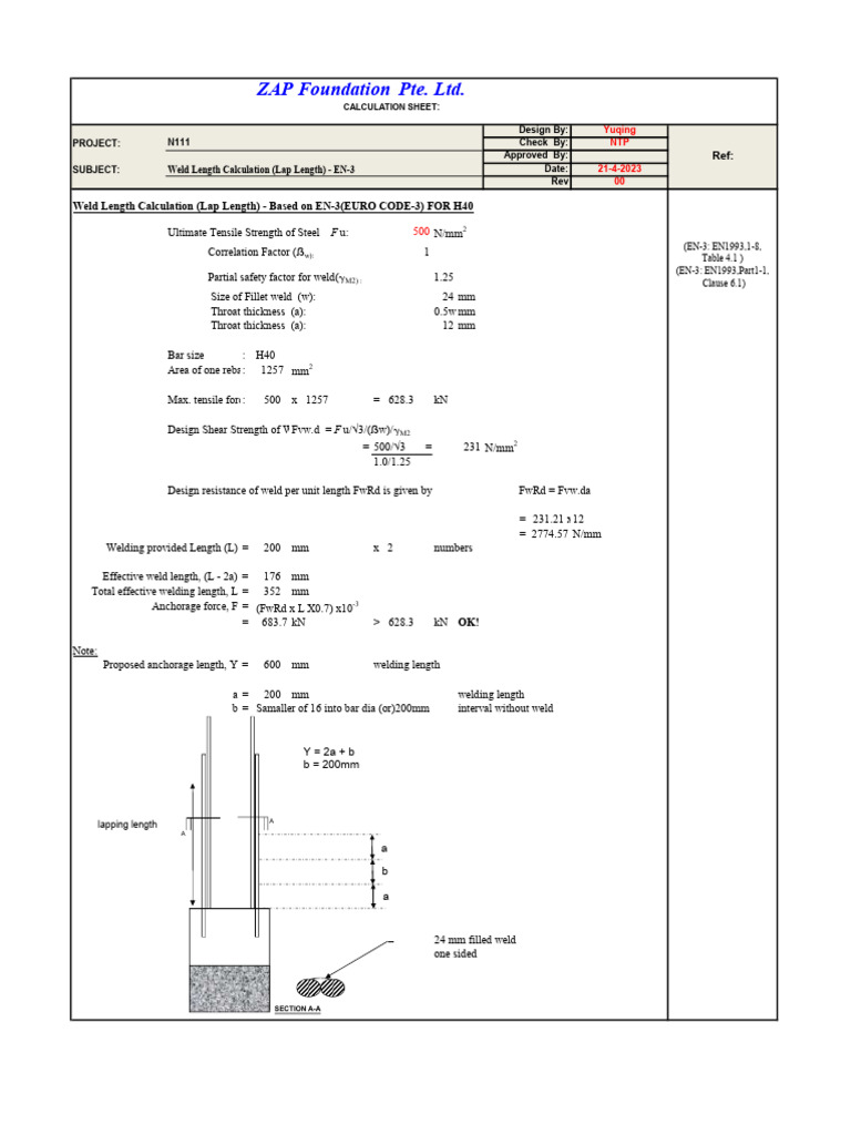 H40 Rebar Welding Calculation | PDF | Applied And Interdisciplinary ... H40 Rebar Welding Calculation | PDF | Applied And Interdisciplinary ...