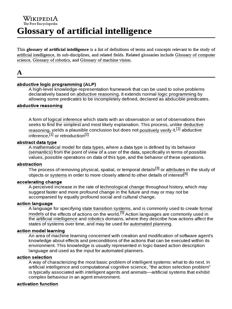 Glossary of Artificial Intelligence | PDF | Artificial Intelligence | Intelligence (AI) & Semantics