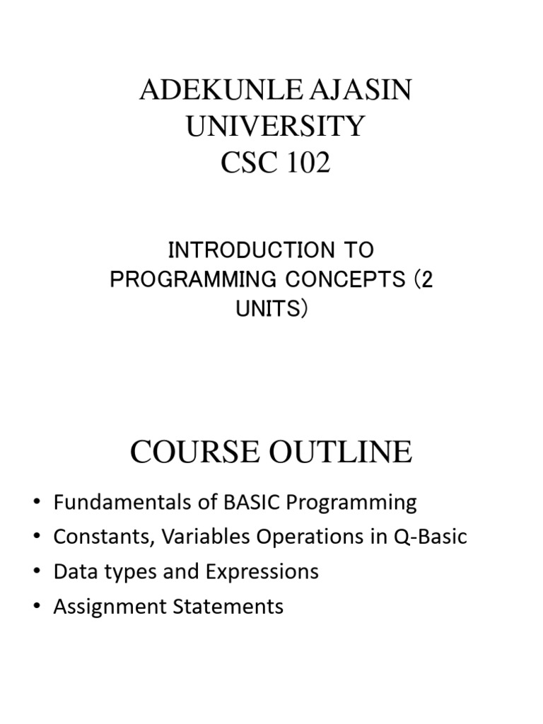 CSC 102 Basic | PDF | Basic | Assembly Language CSC 102 Basic | PDF | Basic | Assembly Language