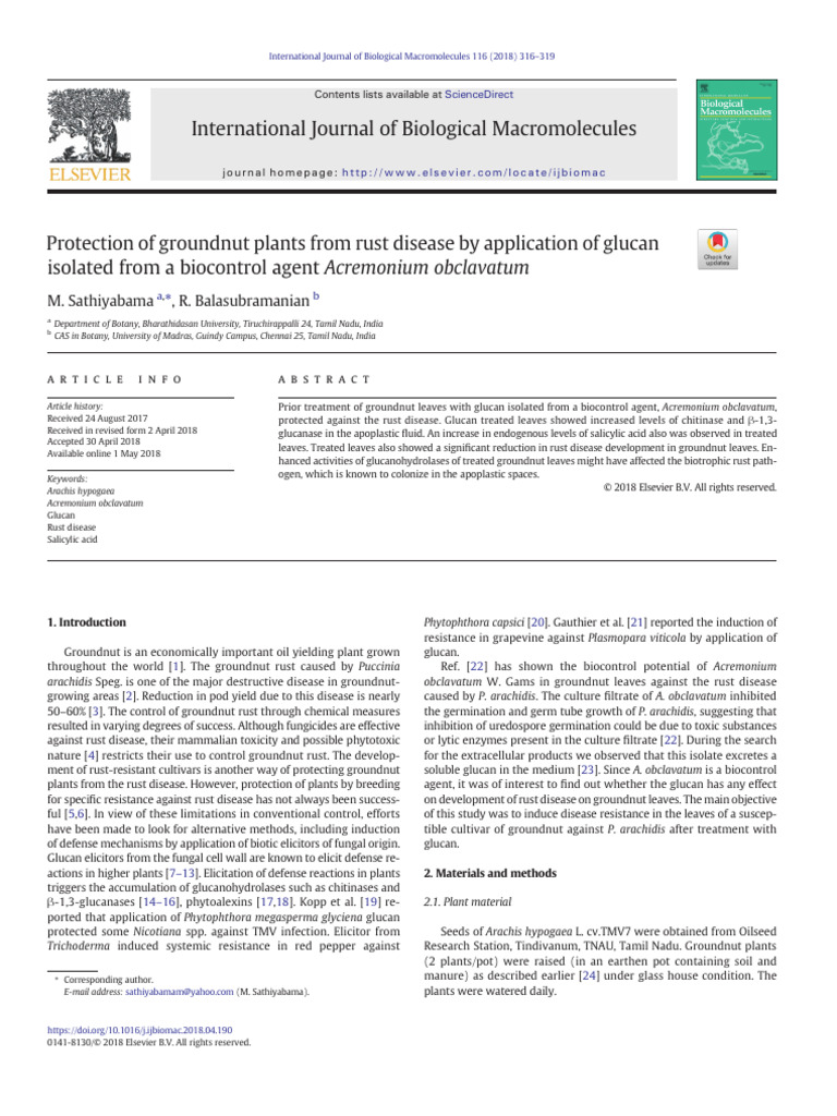 Protection of Groundnut Plants From Rust Disease by Application of ...