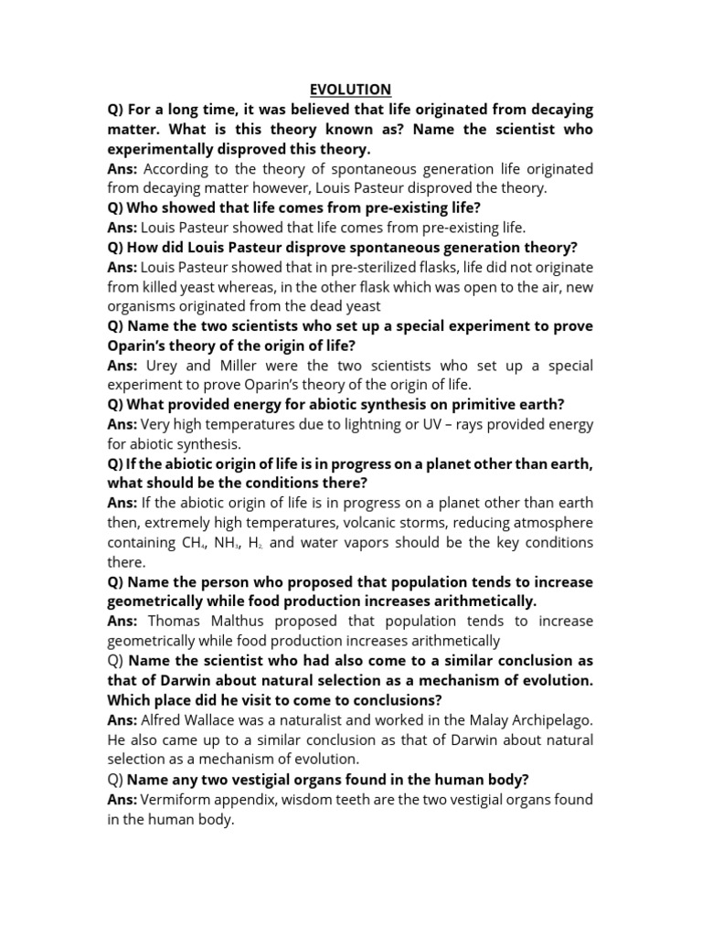 Evolution - Upto Homo and Analogous Organs | PDF | Abiogenesis | Homology (Biology)