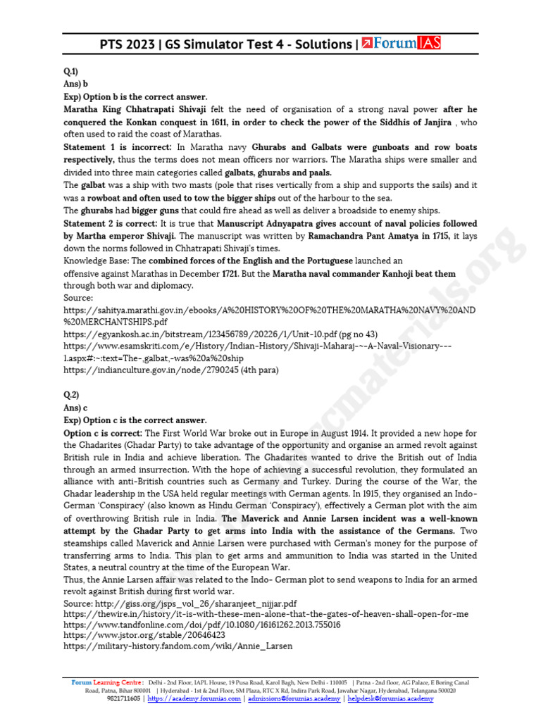 PTS 2023 - GS Simulator Test 4 - Solutions - : Learning Centre | PDF