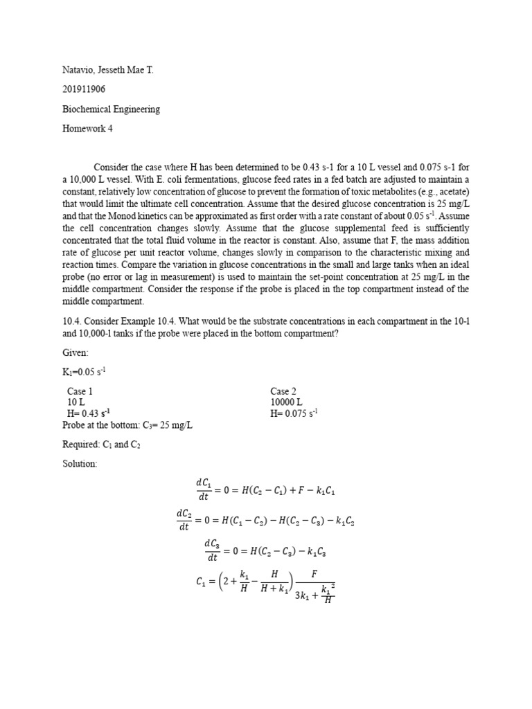 Natavio BioChem HW4 | PDF | Chemical Engineering | Physical Sciences