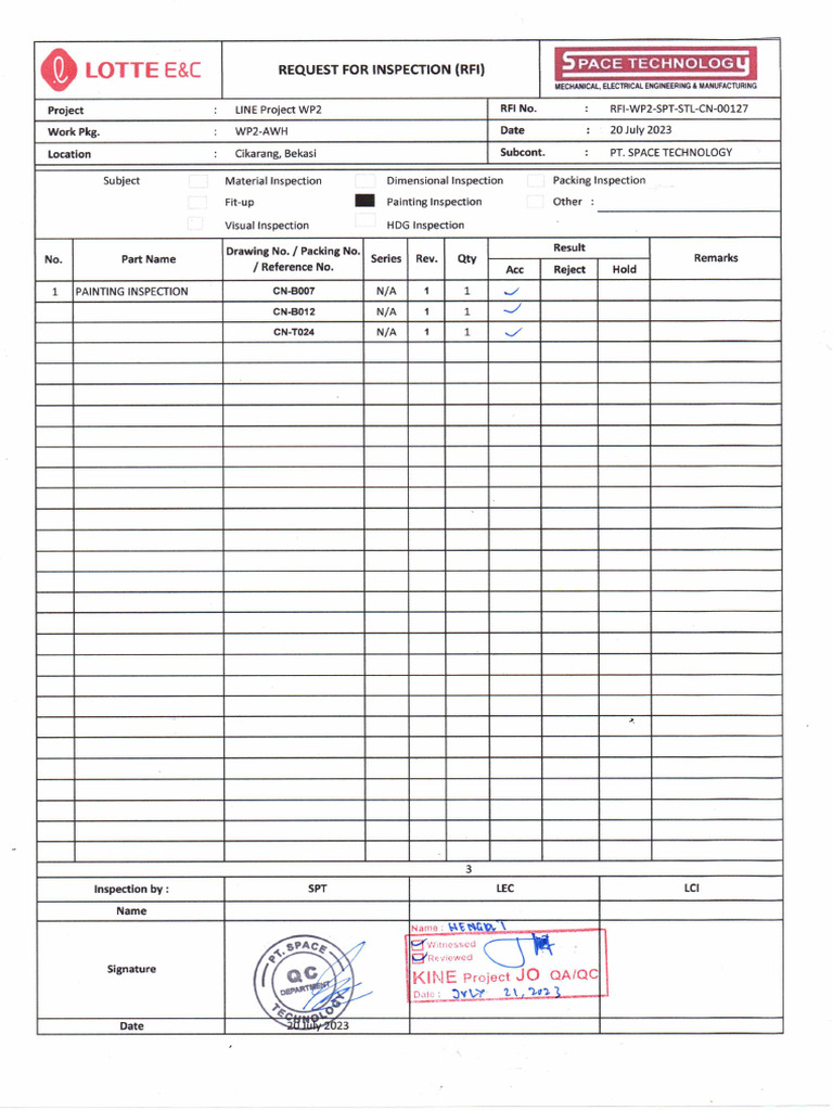 Rfi WP2 SPT STL CN 00127 - Rfi - Painting | PDF