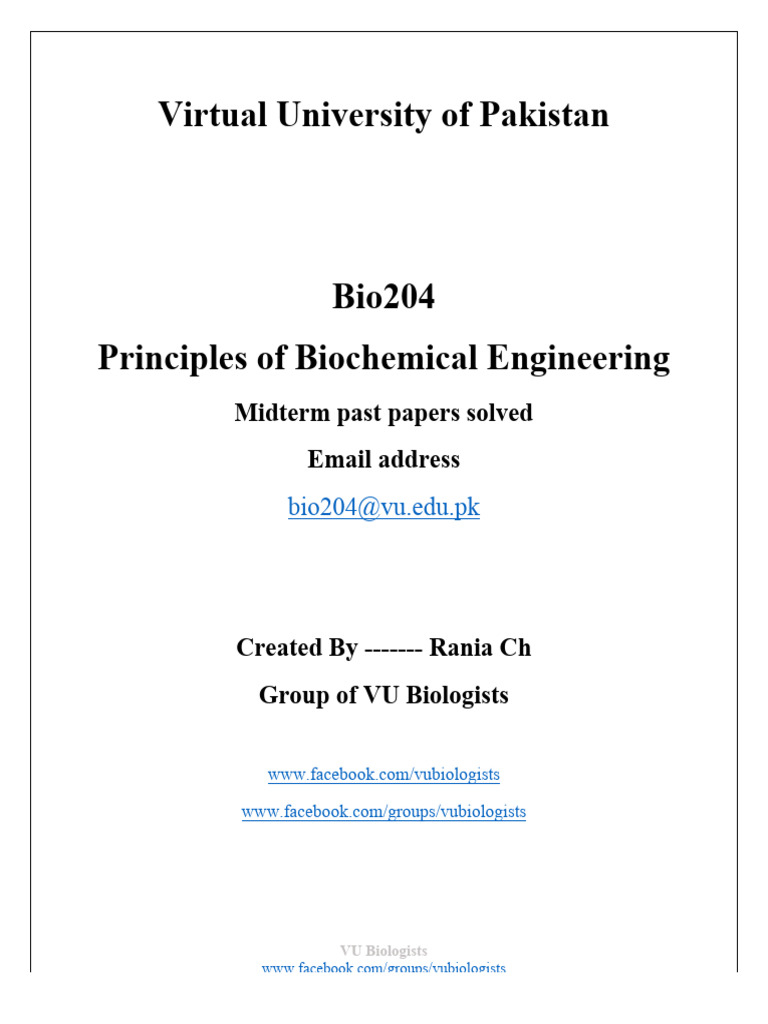 Bio204 Solved Midterm Papers | PDF | Continuum Mechanics | Physical ...